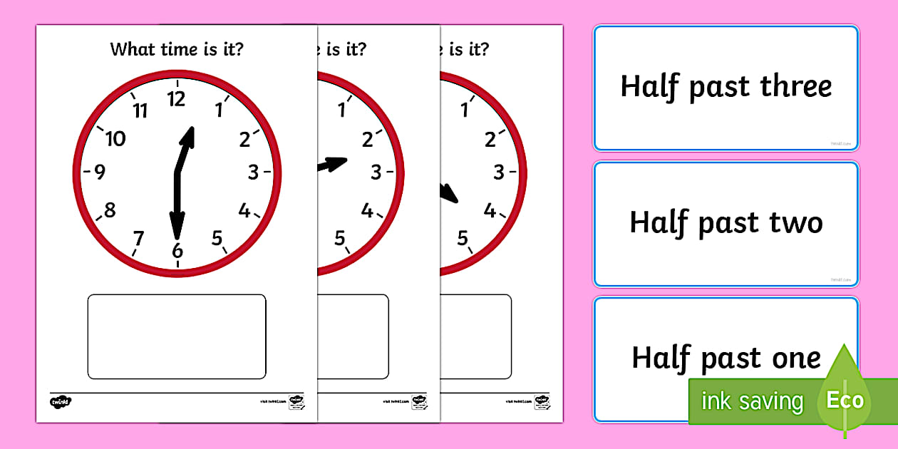 Editable Analogue Clocks Half Past Matching - Twinkl
