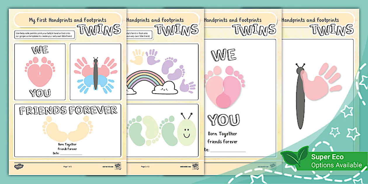 Twin Hand and Footprint Art (Teacher-Made) - Twinkl