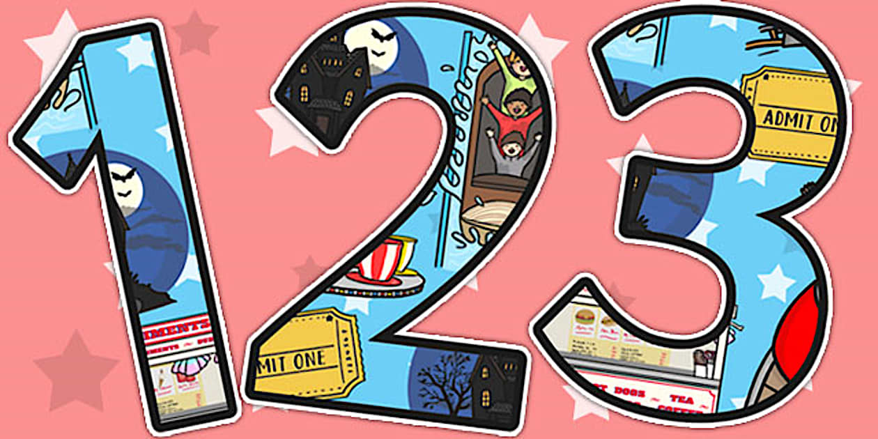 Theme Park Themed Display Numbers (teacher made) - Twinkl