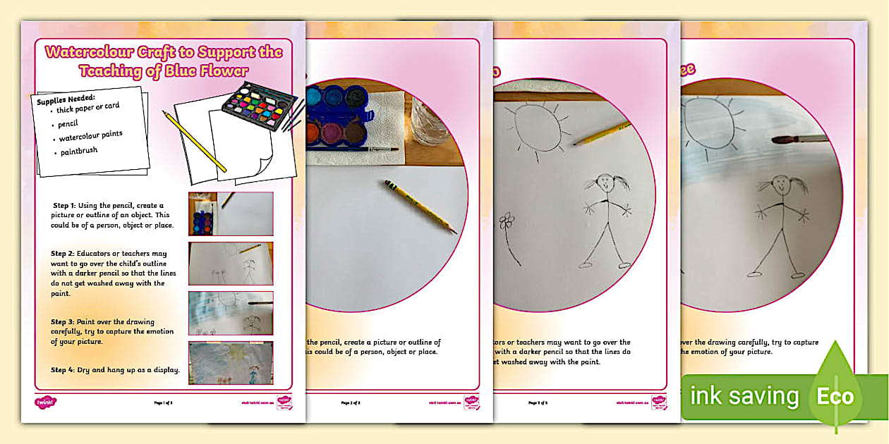 Watercolour Craft to Support the Teaching of Blue Flower