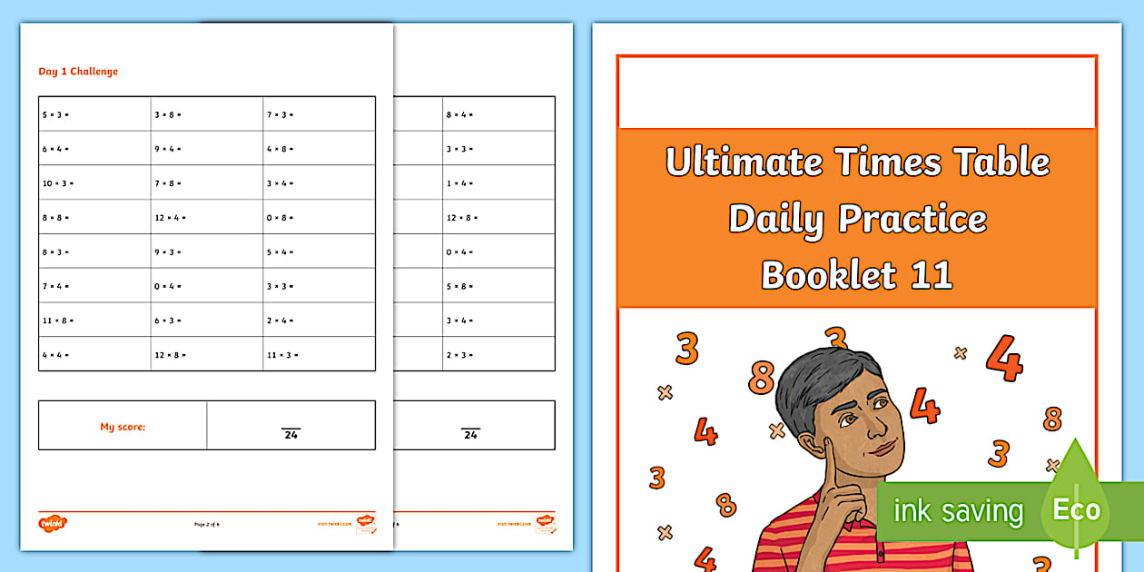 Ultimate Times Table Daily Practice 11 Booklet - Twinkl
