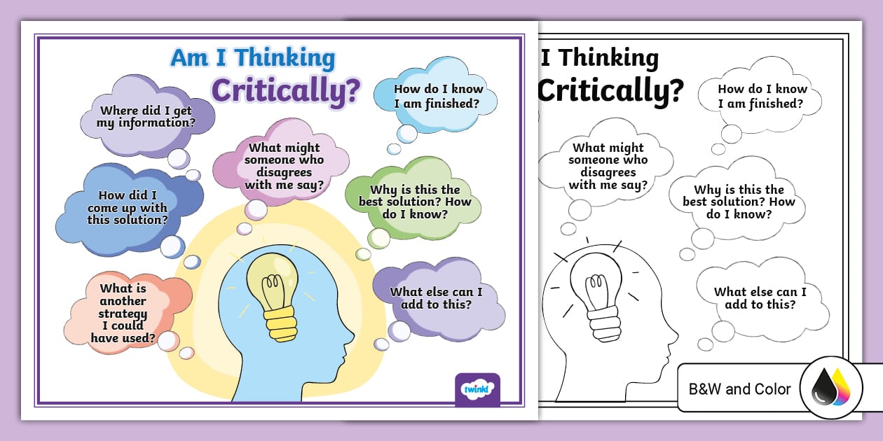 Critical Thinking Skills Anchor Chart for 3rd-5th Grade
