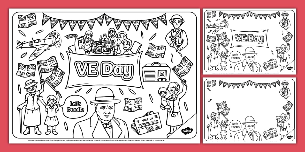 Let's Doodle About VE Day Colouring Pages - Twinkl