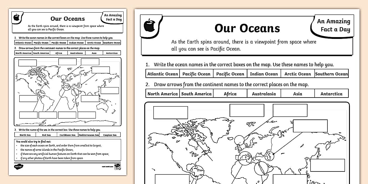 Our Oceans Worksheet / Worksheet (teacher made) - Twinkl