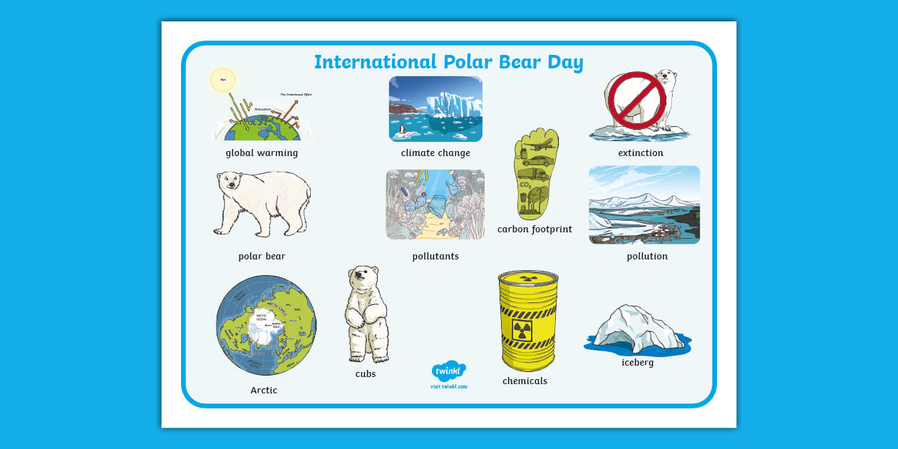 International Polar Bear Day Word Mat for enhancing diction.