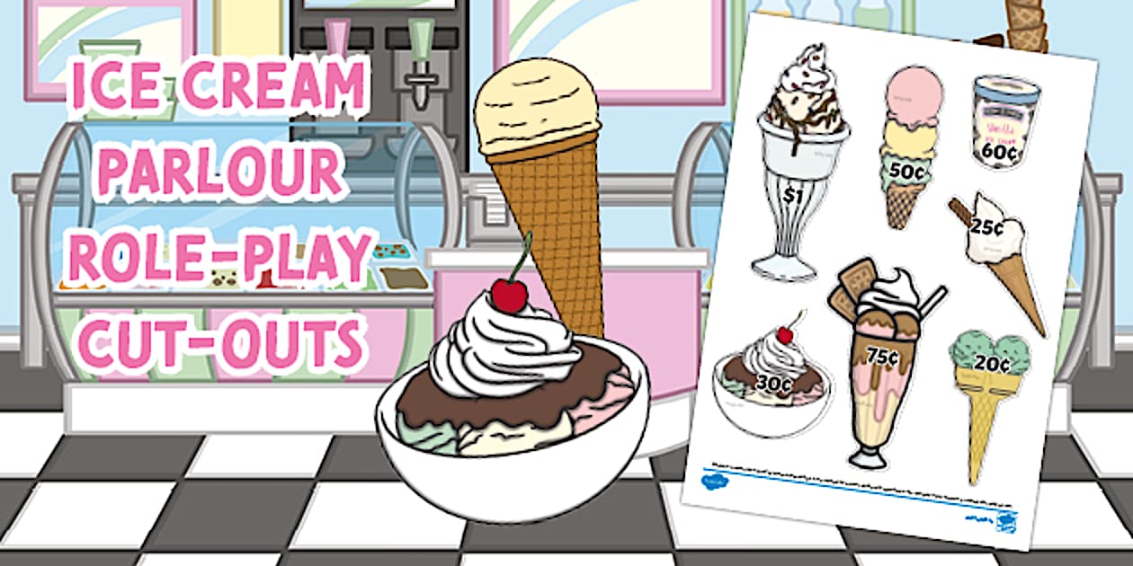 Ice Cream Parlour Role-Play Cut-Outs (teacher made) - Twinkl