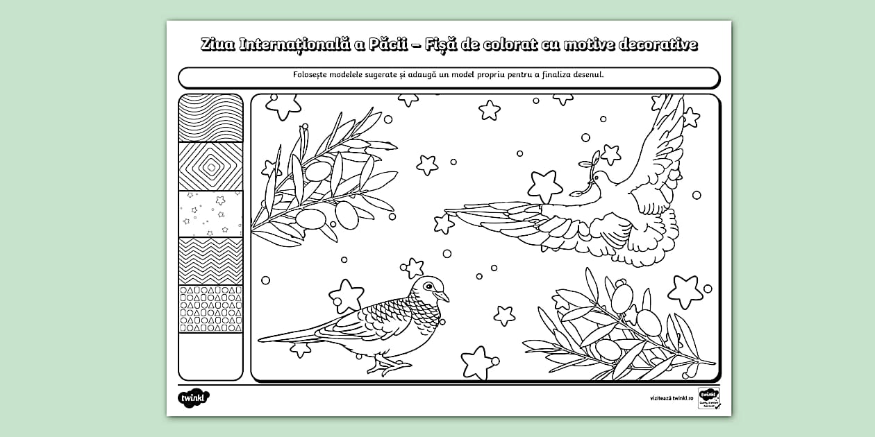 Ziua Internațională a Păcii – Desen de colorat cu motive