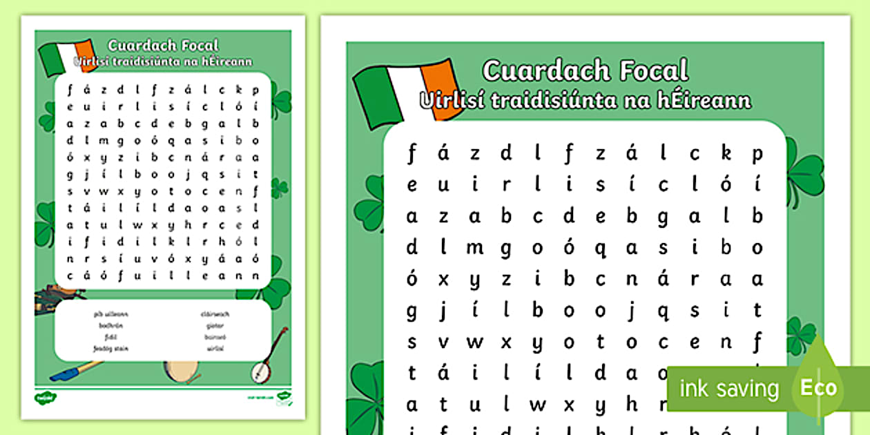Cuardach Focal: Uirlisí Tradisiúnta na hÉireann - ROI - Irish Language Week