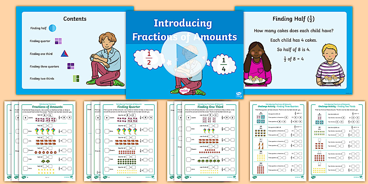 Introduction to Fractions of Amounts Differentiated Activity Pack
