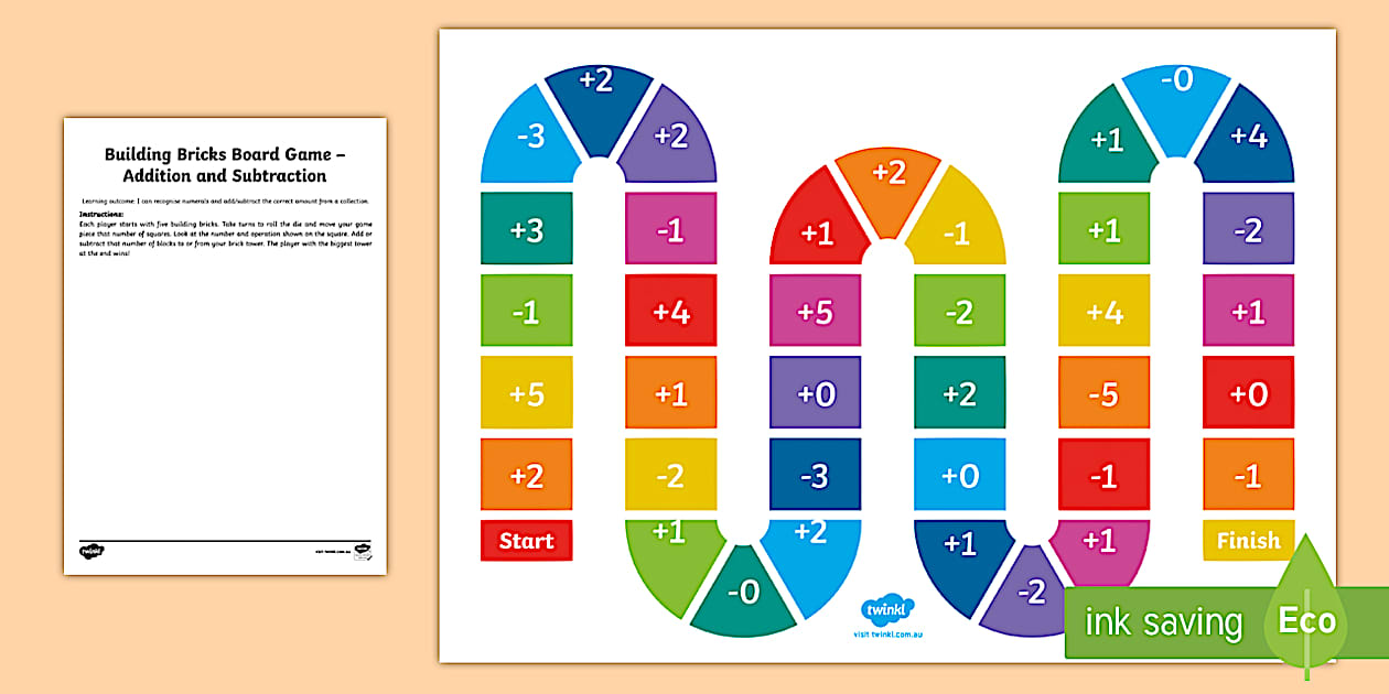 Build a Tower Basic Addition and Subtraction Board Game