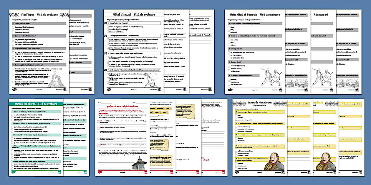 Figuri legendare voievozi și domnitori români – Pachet teste