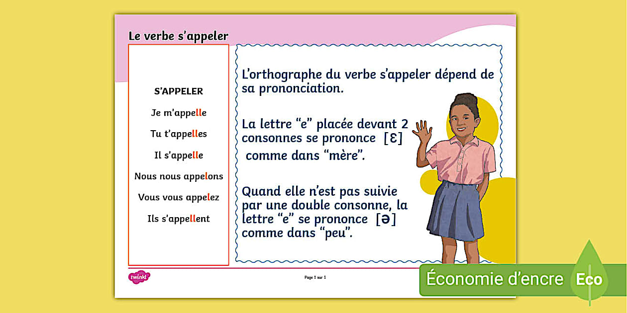 Le verbe s'appeler (teacher made) - Twinkl