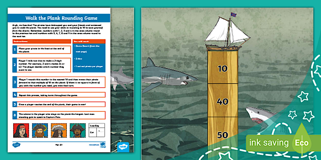Walk the Plank Rounding Game (Ages 7 - 11) (teacher made)
