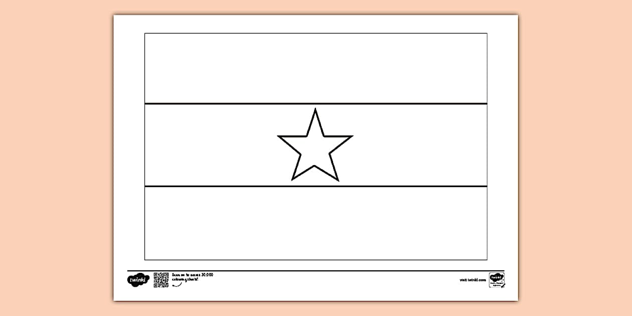 Ghana Flag Coloring Sheet (Teacher-Made) - Twinkl