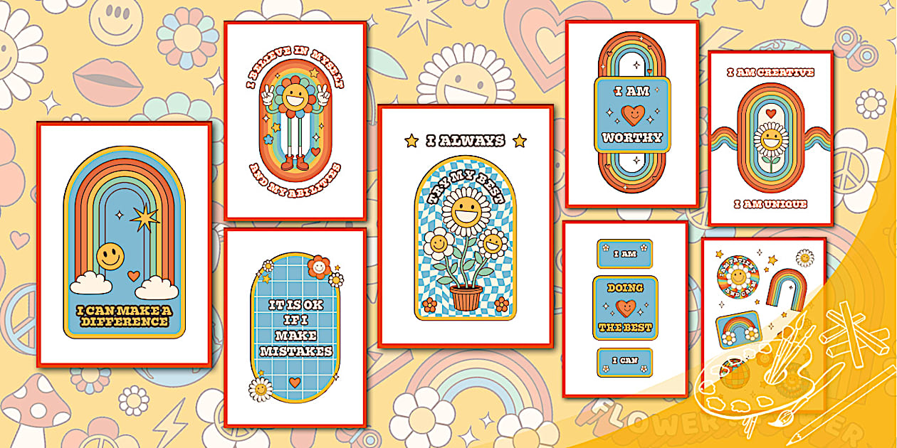 Retro Positive Affirmations Posters Pack (teacher made)