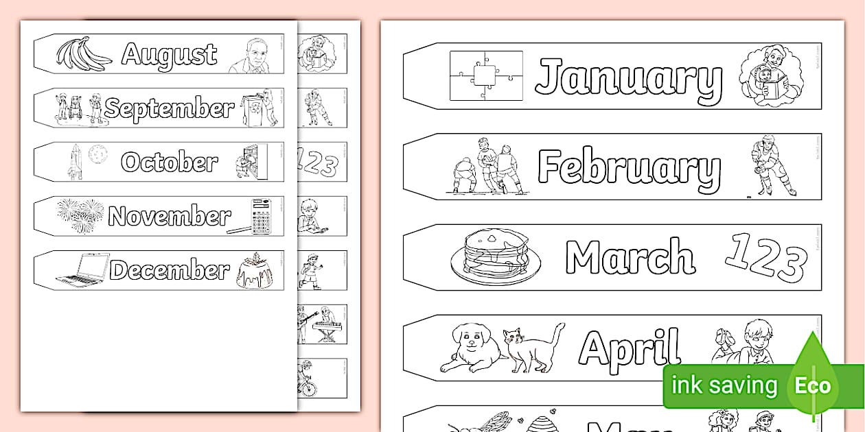 Months of the Year Paper Chain Colouring - Twinkl