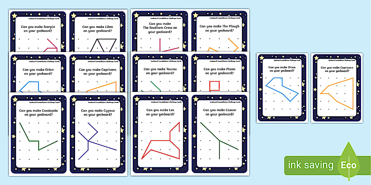 Geoboard Space Constellation Challenge Cards - KS1 - Twinkl