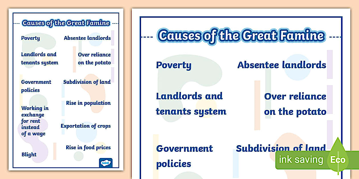 Causes of the Great Famine (Display Poster) (teacher made)