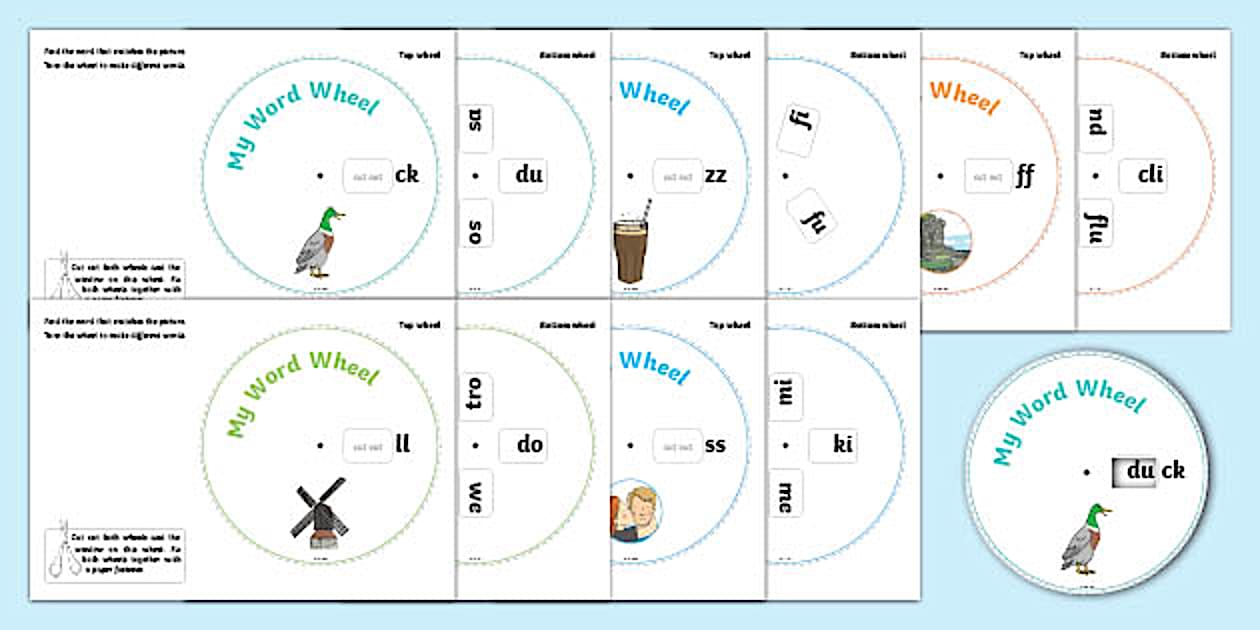 NSW Phonics Digraph Word Wheel Pack (ss-ff-ll-zz-ck)