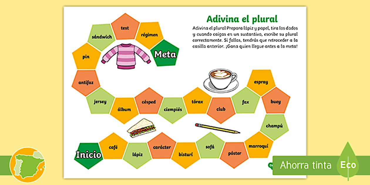 Juego de mesa: Descubre los plurales (teacher made) - Twinkl