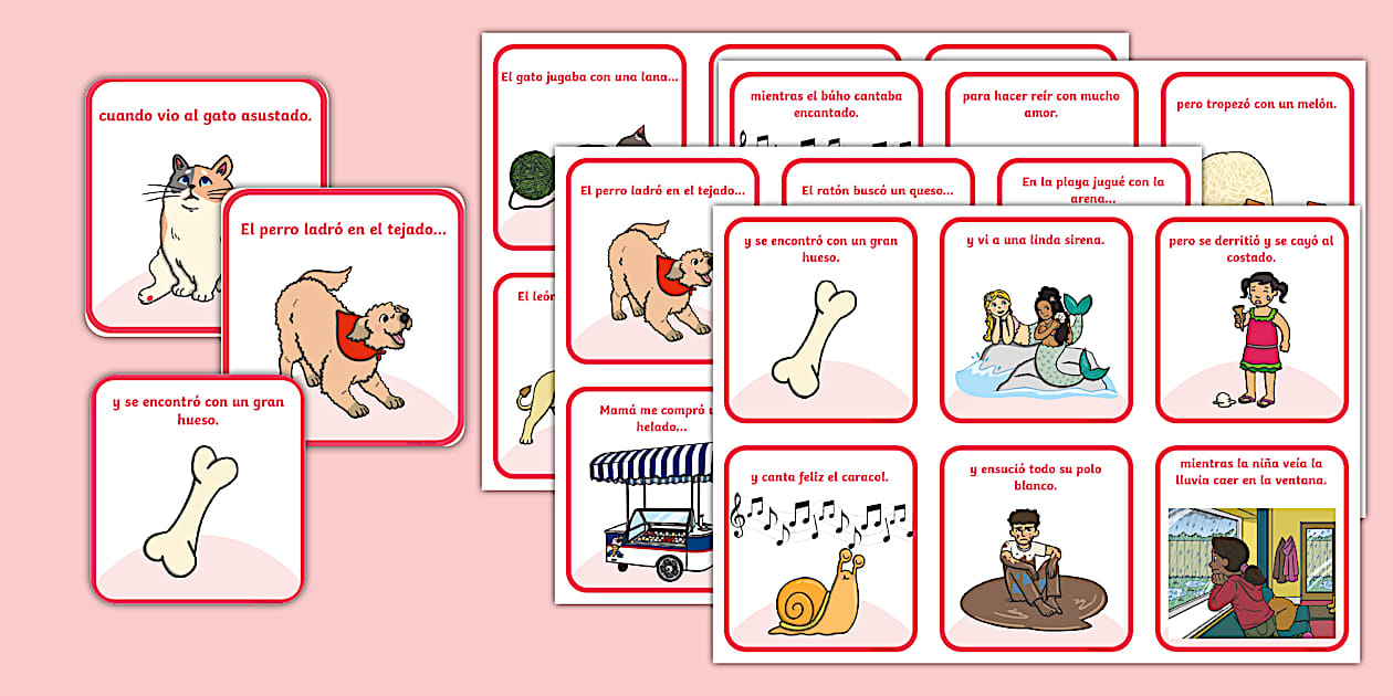 Tarjetas para emparejar: Une las frases que riman - Twinkl