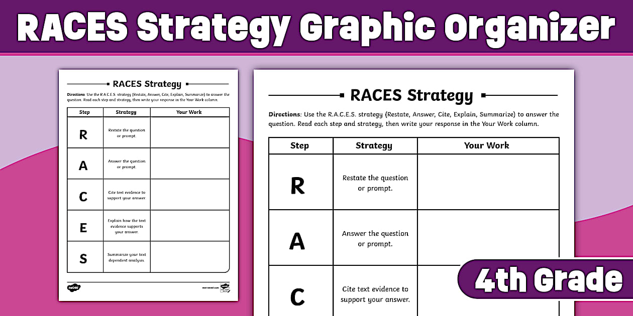 Races Strategy Text Dependent Analysis Graphic Organizer