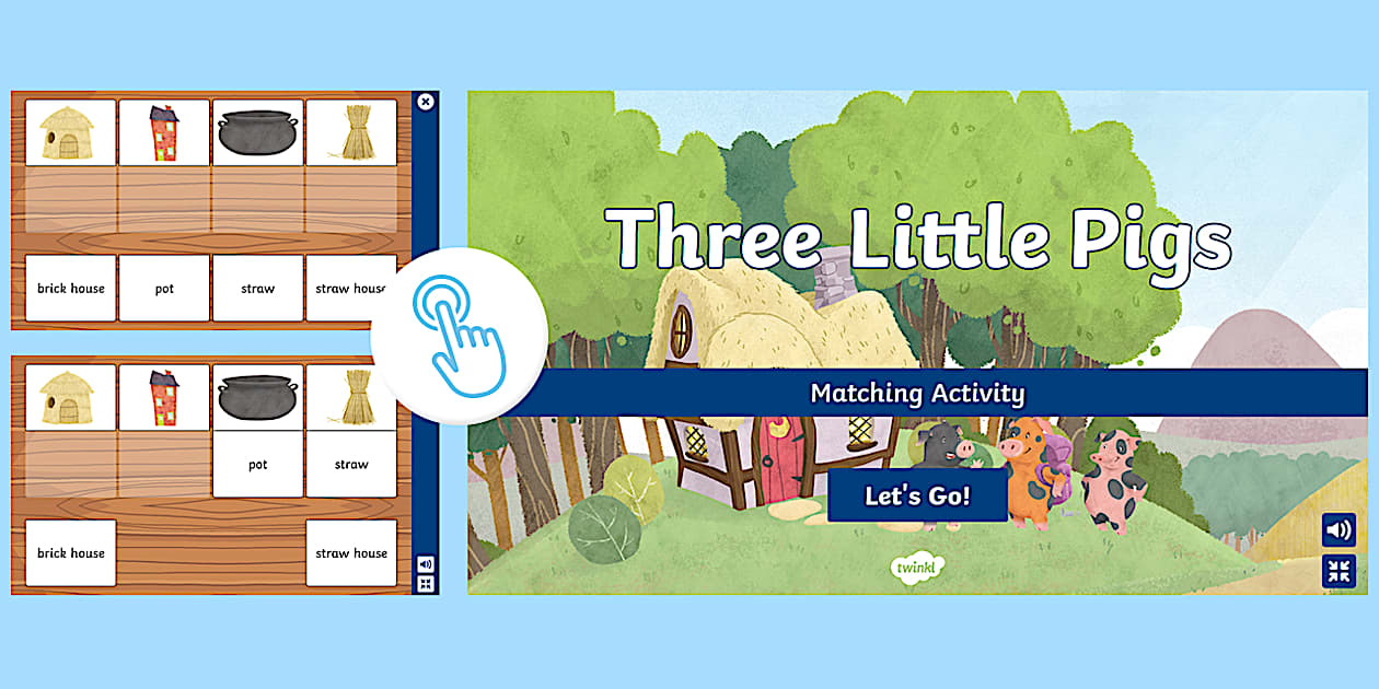 Three Little Pigs Interactive Matching Activity - Twinkl