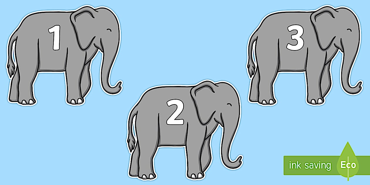 Numbers 0-31 on Elephants to Support Teaching on Elmer