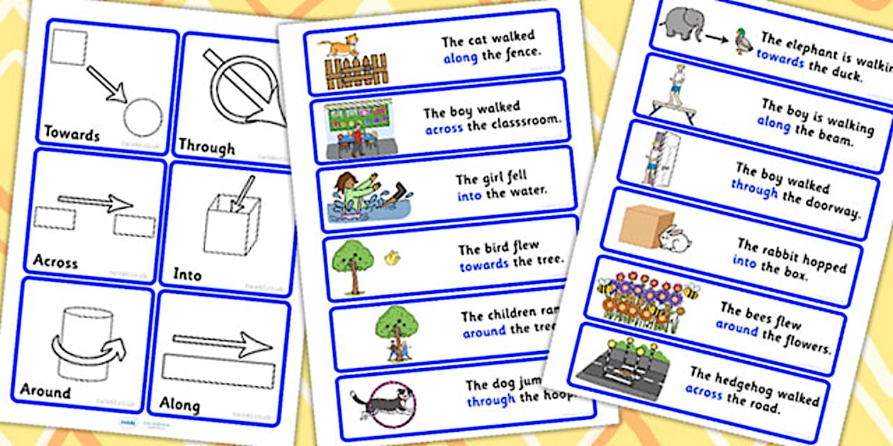 Directional Preposition Cards With Answers (teacher made)