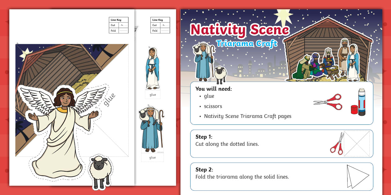 Nativity Scene Triarama Craft - Twinkl Art - Twinkl