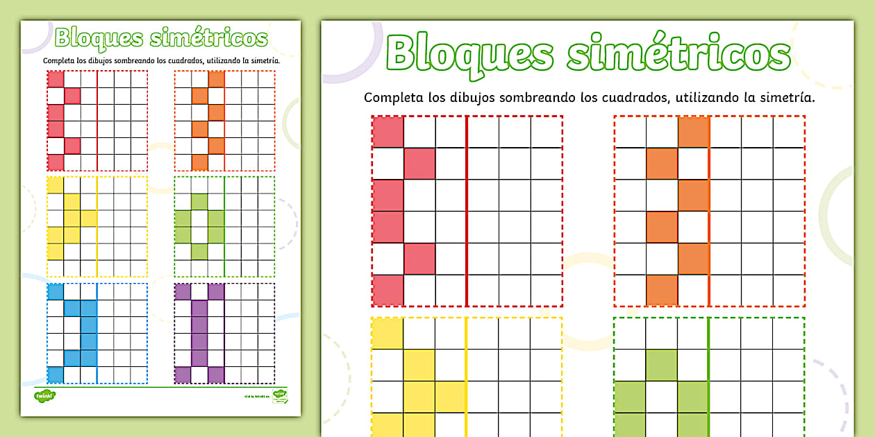 Ficha de actividad: Bloques simétricos - Twinkl