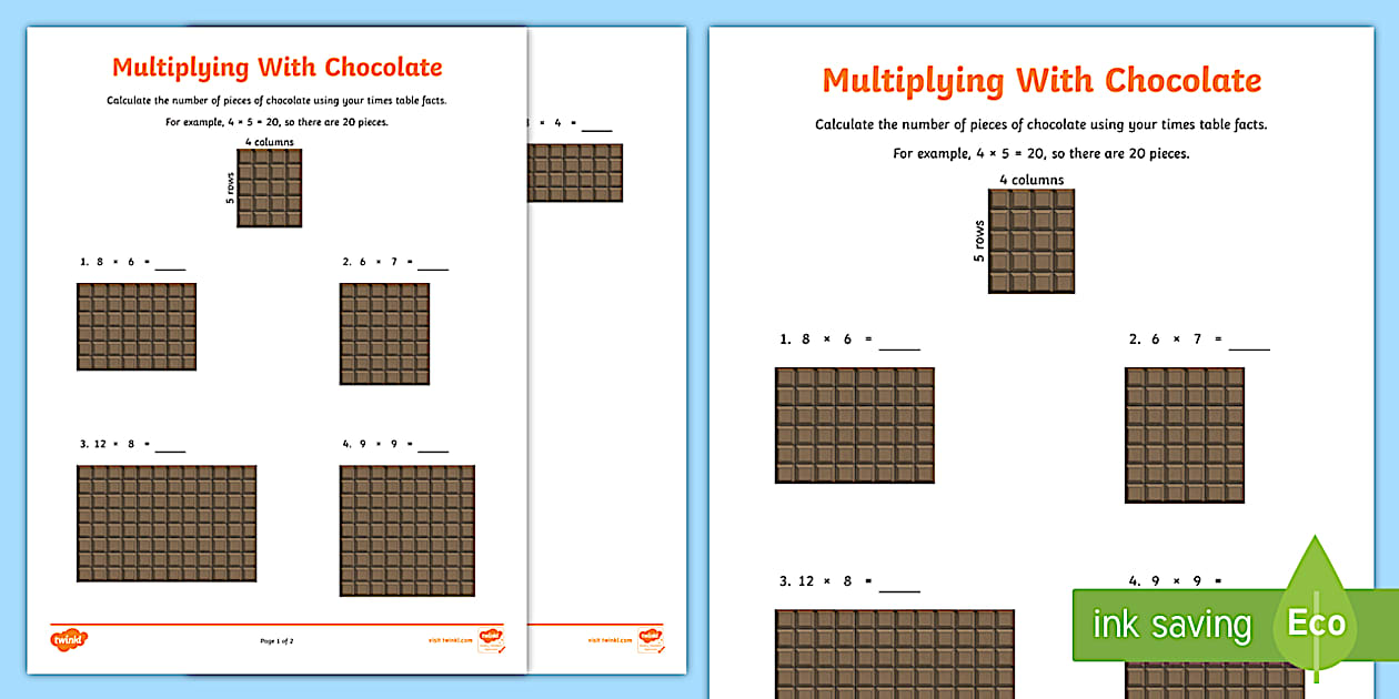 Multiplying With Chocolate Activity for 3rd-5th Grade