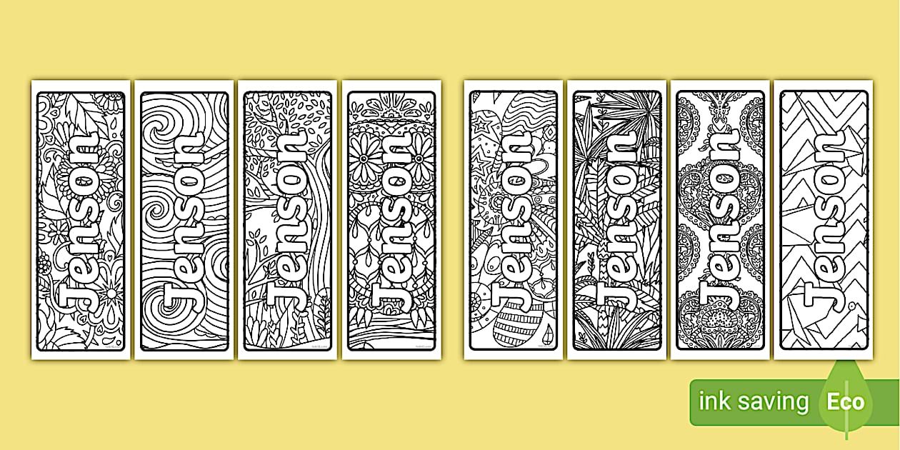 Jenson Mindfulness Name Colouring Bookmarks | Twinkl | KS1