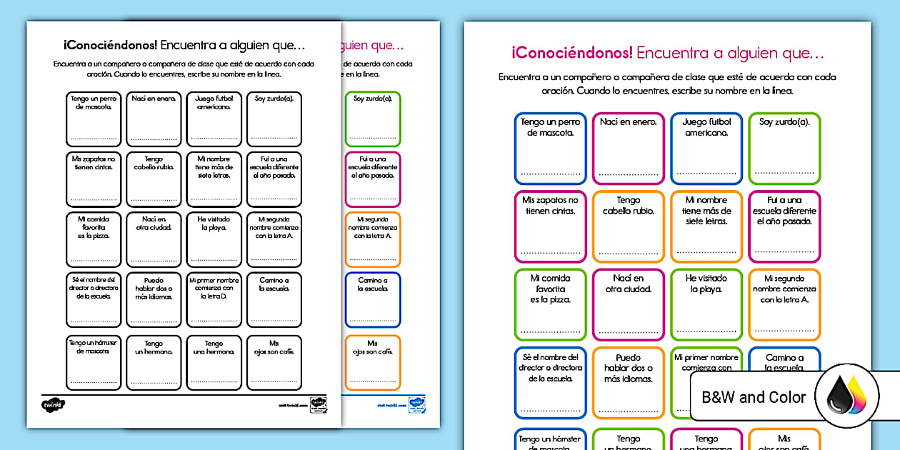 ¡Conociéndonos! Encuentra a alguien que… (teacher made)