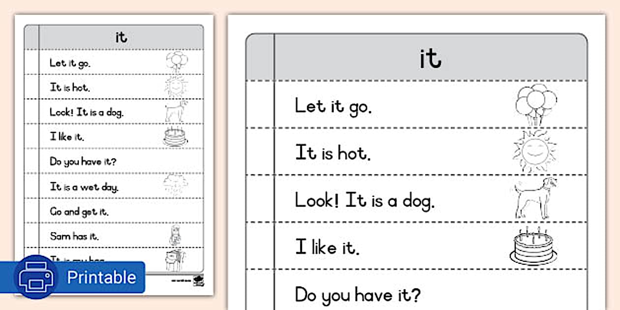Grade 1 Sight Word Reading Strips - it (teacher made)