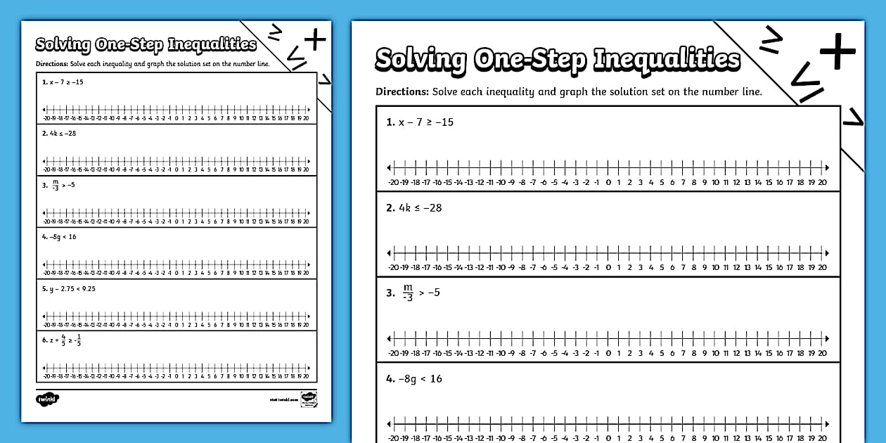 Seventh Grade Solving One-Step Inequalities (teacher made)