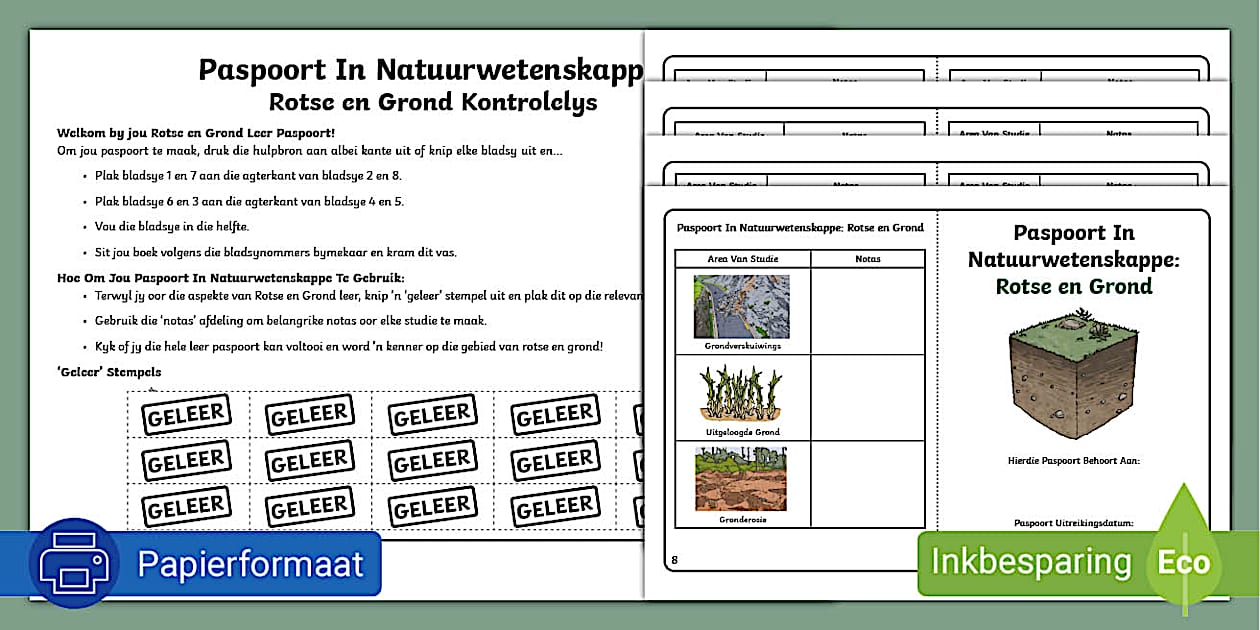 Paspoort In Natuurwetenskappe: Rotse en Grond - Twinkl