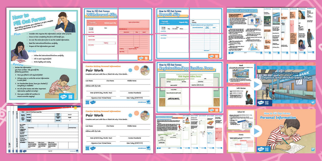 How to Fill Out Forms: Lesson Pack | Grade 5 | Twinkl