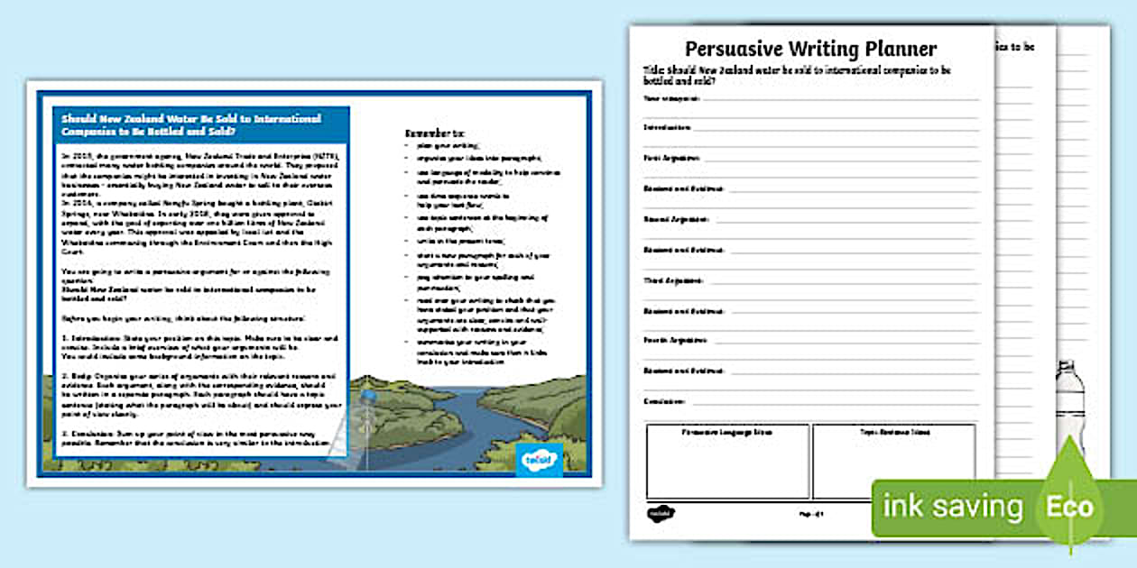 Should New Zealand Water Be Sold to Overseas Companies? Persuasive Writing