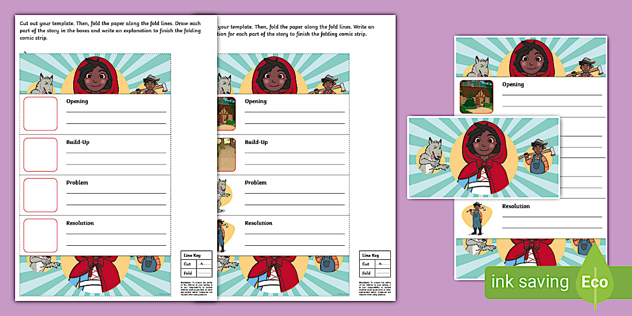 Little Red Riding Hood Folding Comic Strip Template - Twinkl