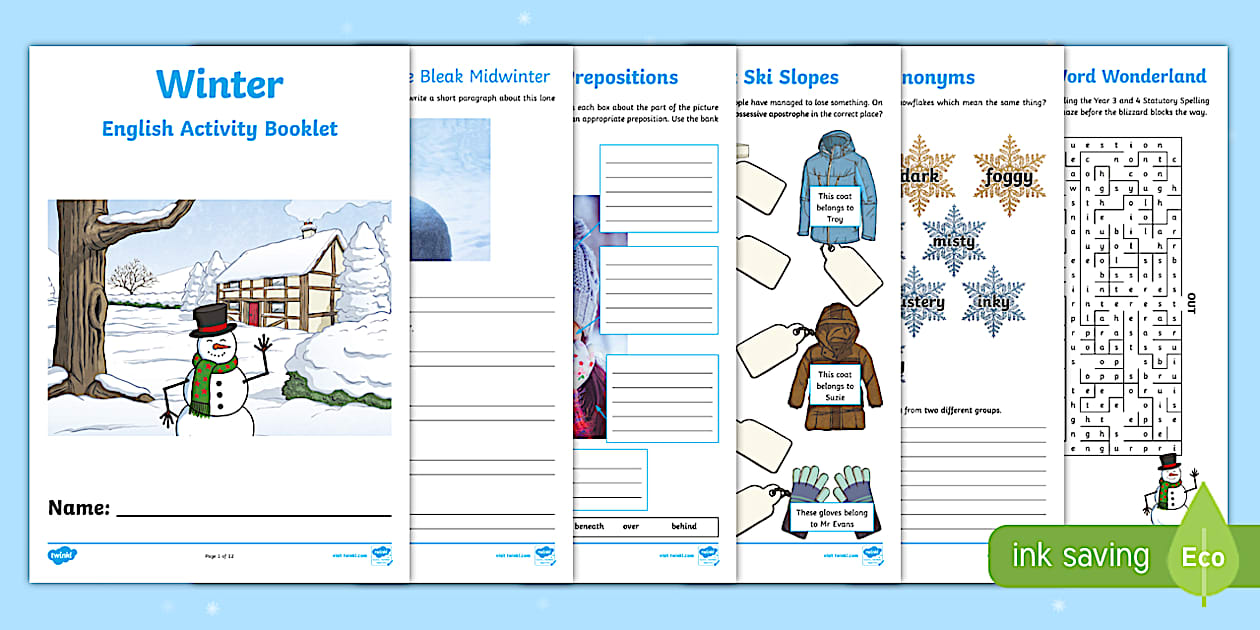 Year 3 Winter English Activity Booklet (teacher made)