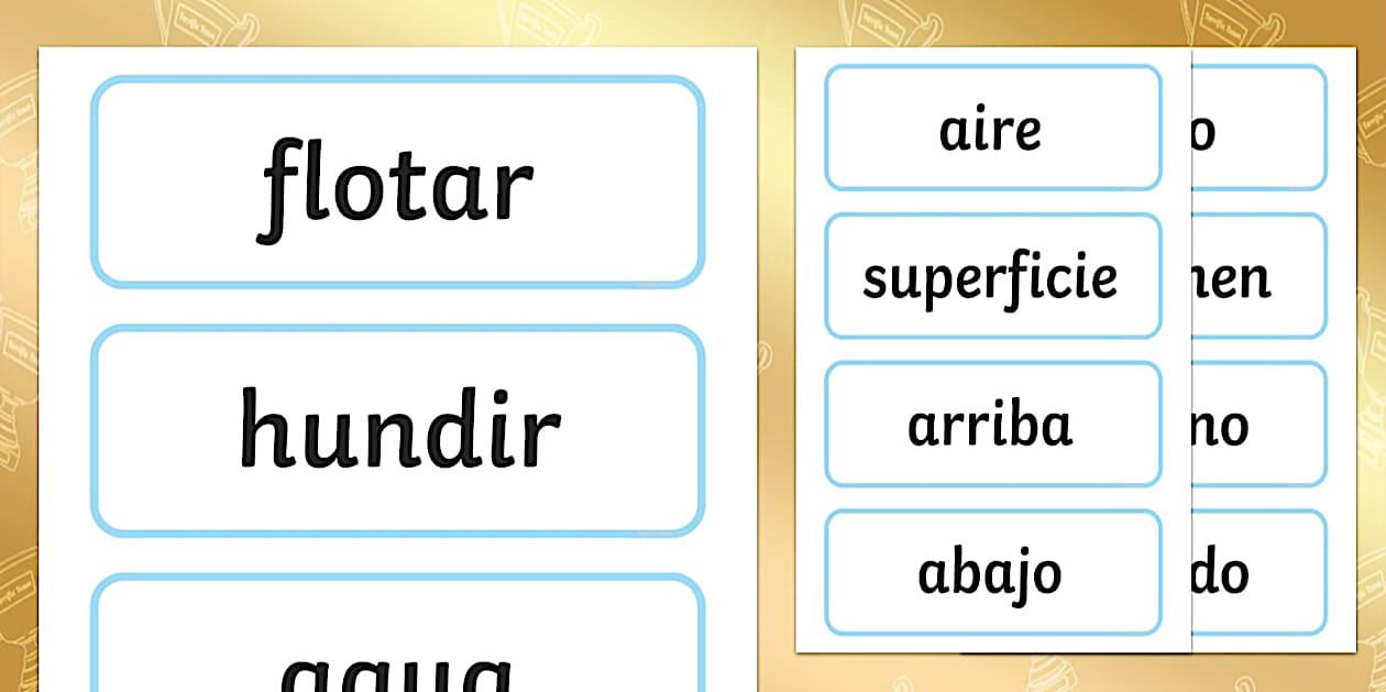 Tarjetas: palabras sobre flotar y hundirse - Twinkl