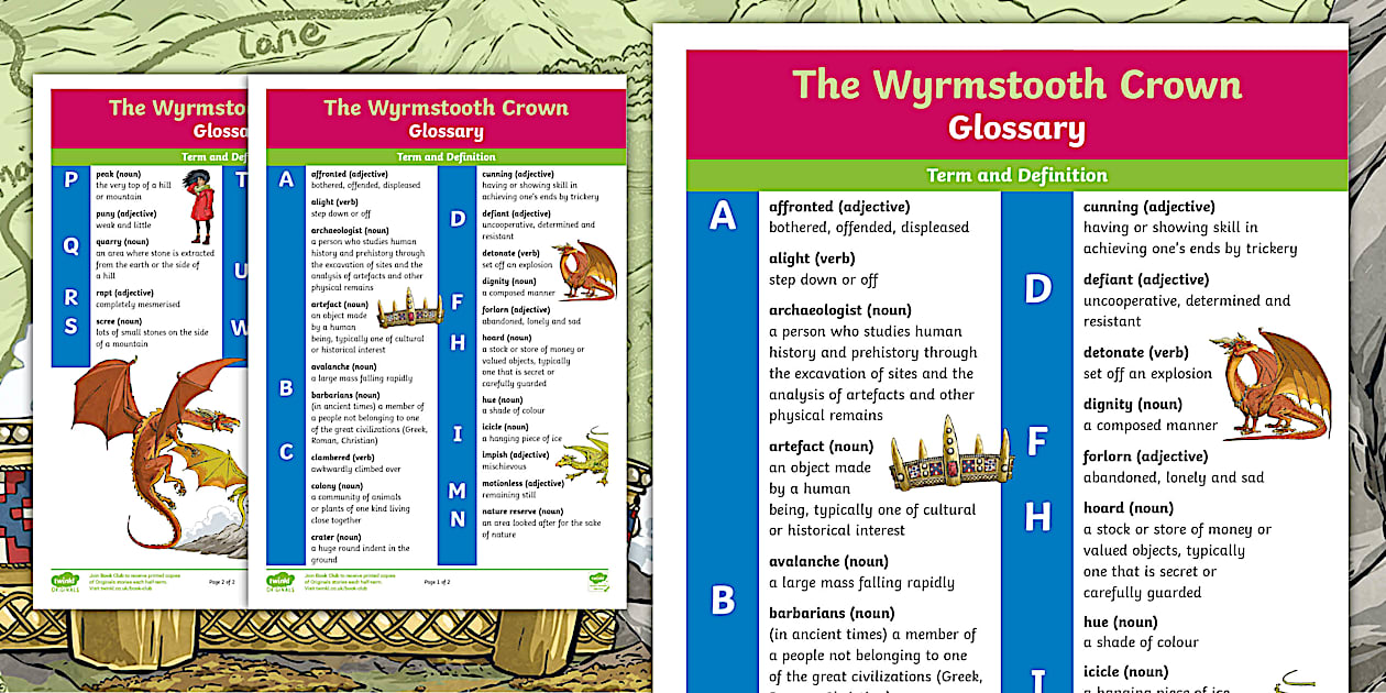 KS2 Fantasy Dragon Adventure Story 'The Wyrmstooth Crown' Glossary