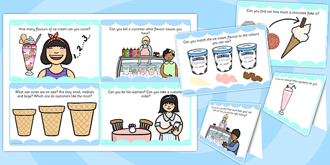 Ice Cream Parlour Role Play Challenge Cards (teacher made)