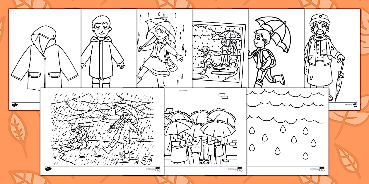 Simple Rainy Day Colouring Sheets for Toddlers - Twinkl