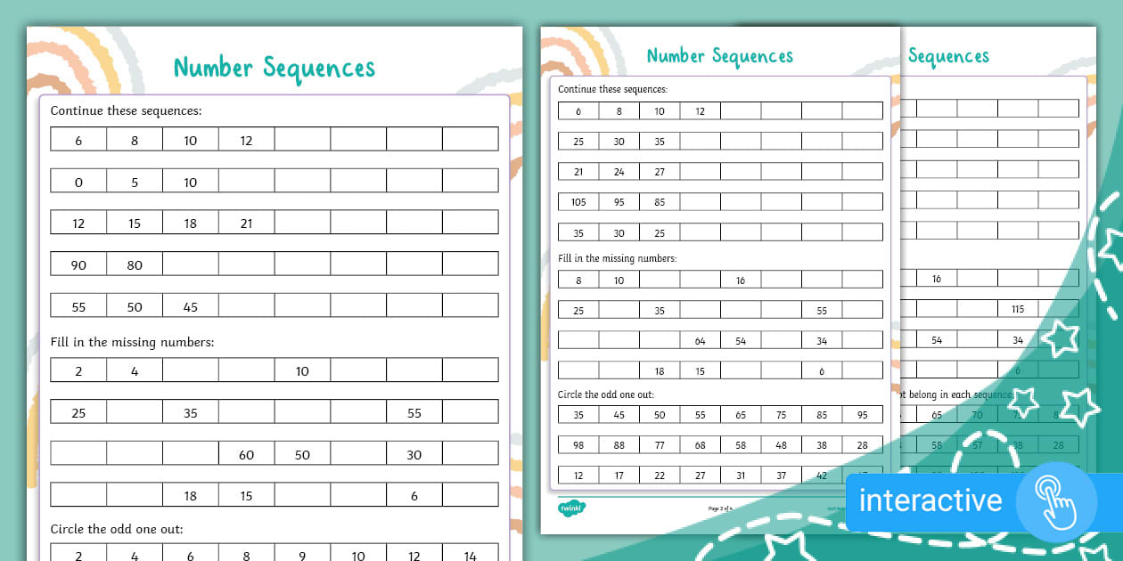 Number Sequencing Worksheets (Ages 5 -7) (teacher made)