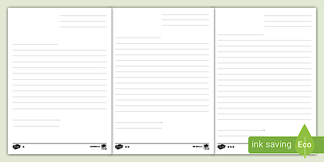 Wide Lined Informal Letter Template - Twinkl