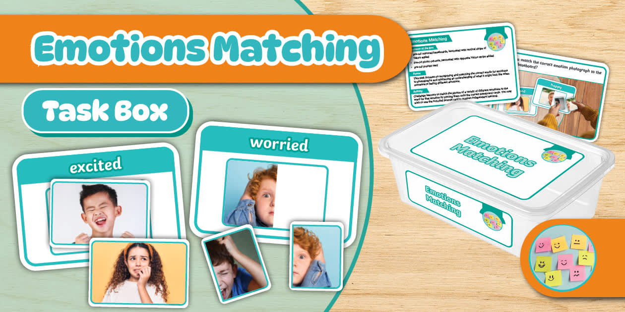 Emotions Matching Task Cards - Twinkl Task Box