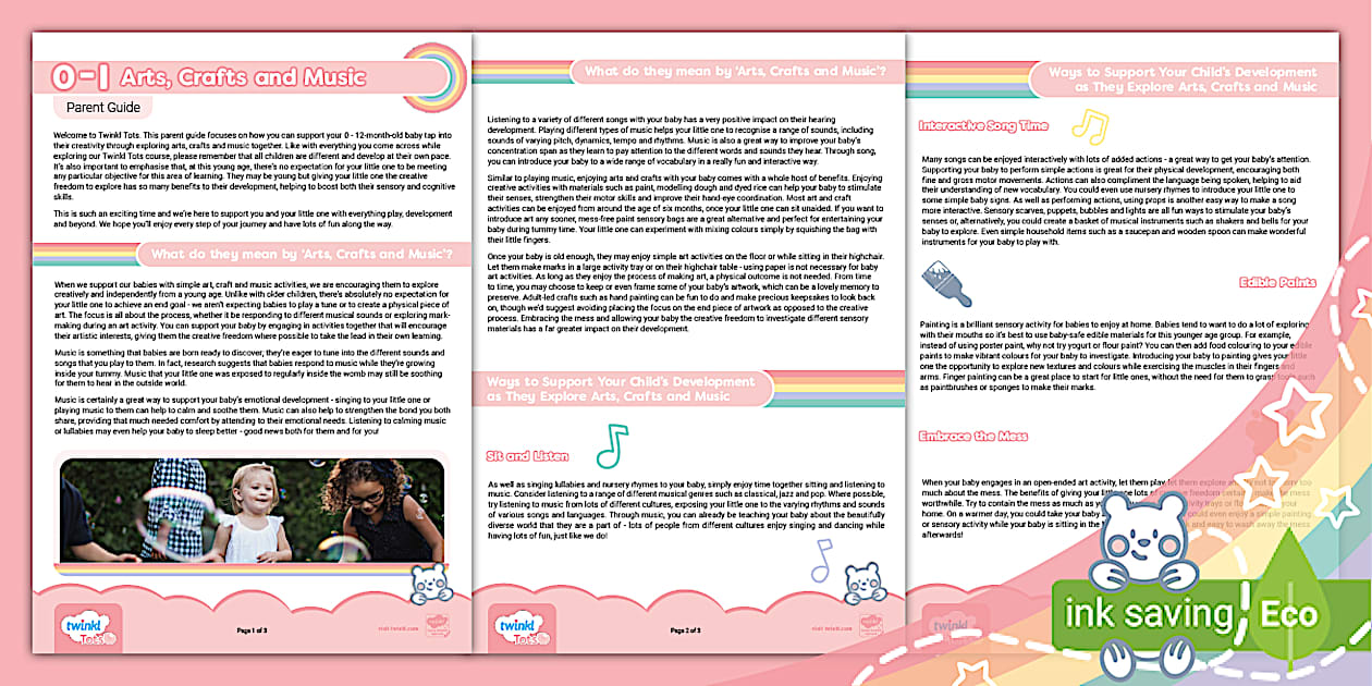 0-12 Months Arts, Crafts and Music Parent Guide - Twinkl