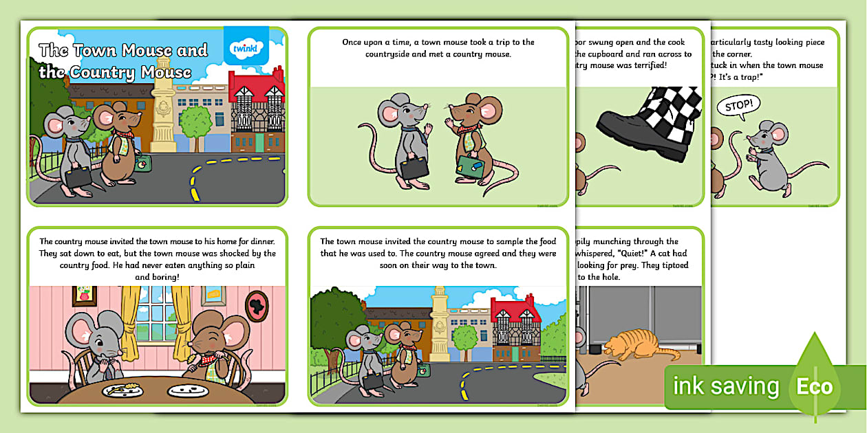 The Town Mouse and the Country Mouse Story Sequencing